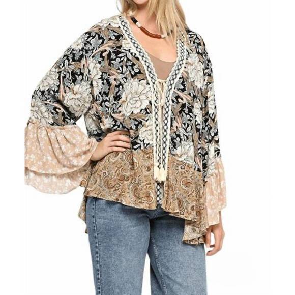 Gigio | Tops | New Gigio Savannah Floral And Paisley Print Mix Kimono ...